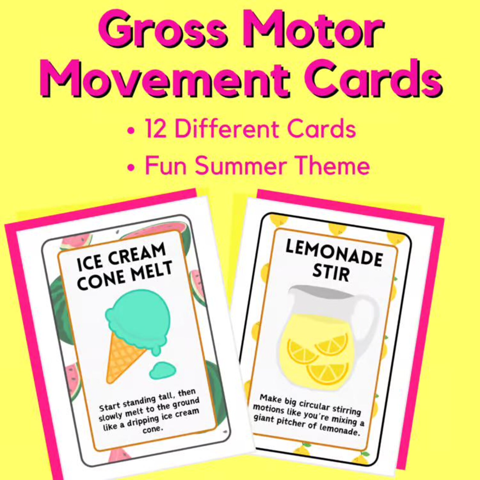 Summer Themed Gross Motor Movement Cards | Brain Breaks | Transition ...