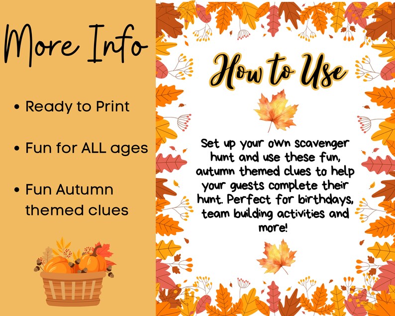 Autumn Scavenger Hunt Clues: Printable Riddles (PDF) - Etsy
