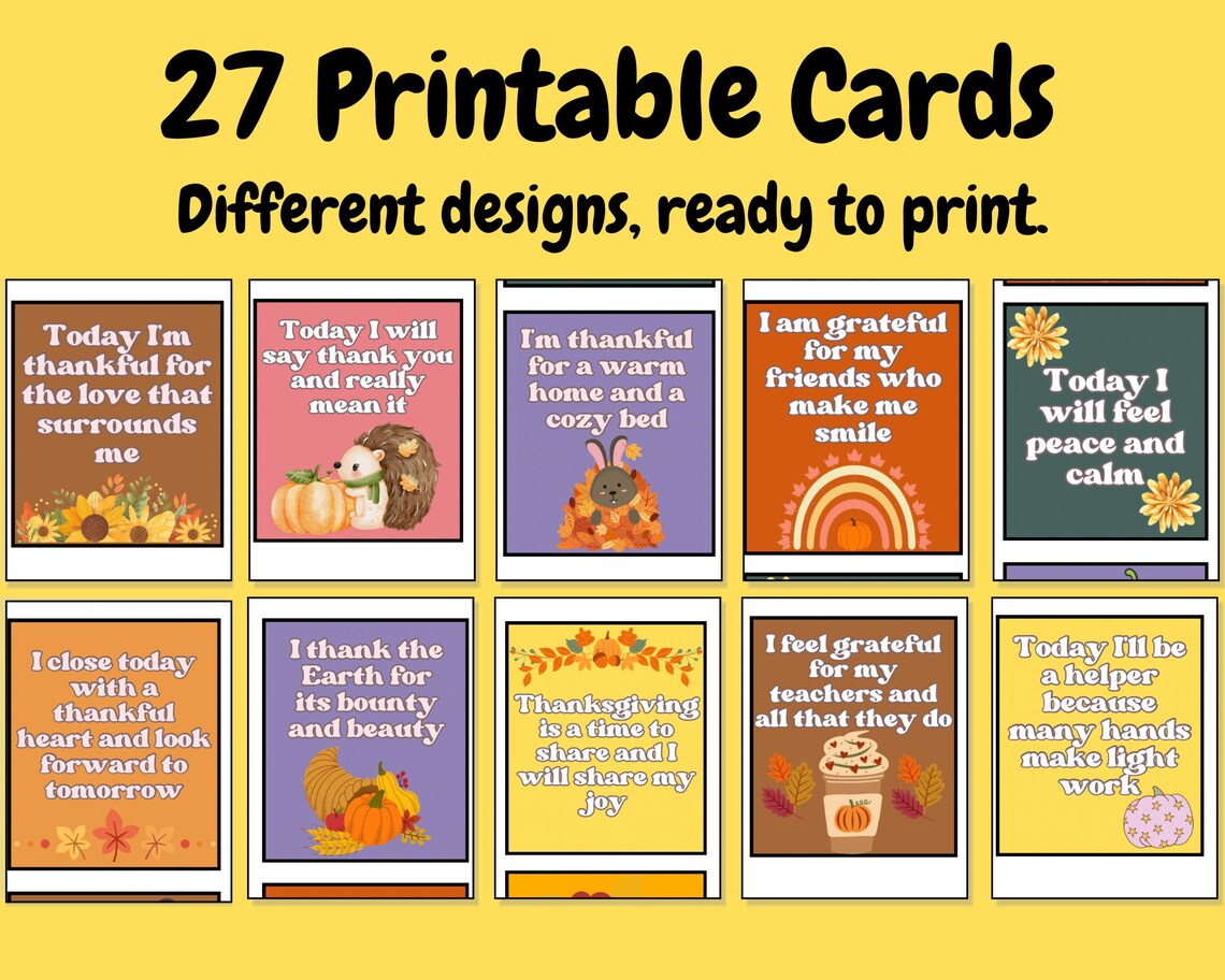 Fall Themed Gratitude Affirmation Cards (printable) - Etsy