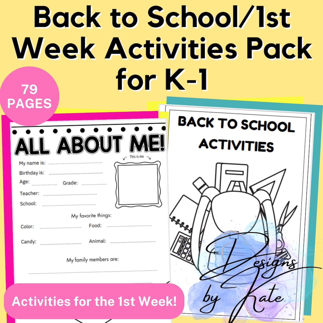 Back to School Activities Pack: K-1 First Week Games (79 Pages ...