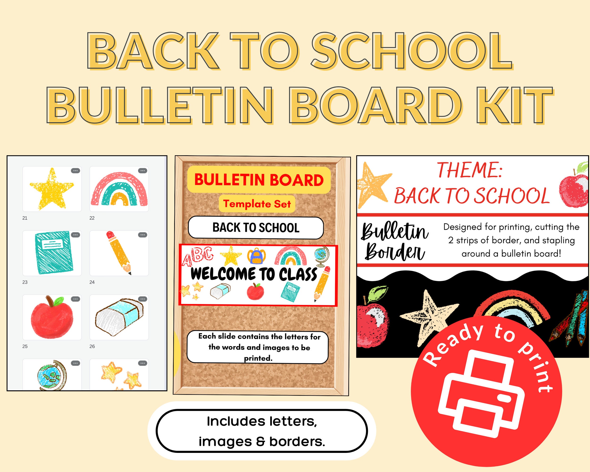 Back to School Bulletin Board Kit - Letters, Images & Borders ...