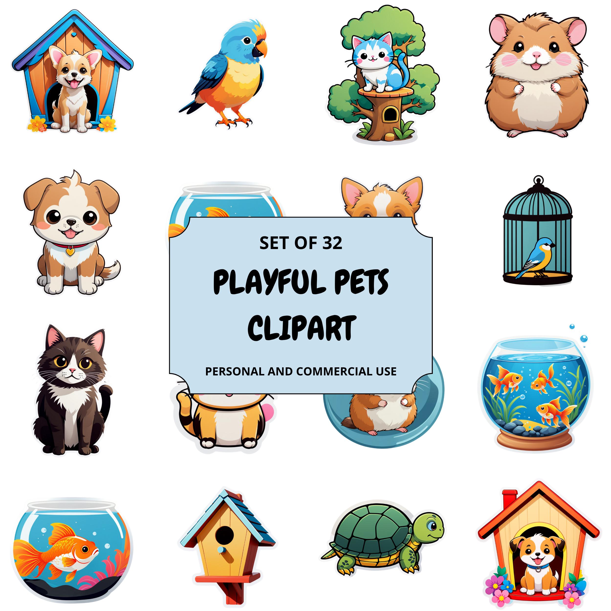 Pet Clipart Bundle | Kawaii Animal Graphics, Commercial Use - Etsy