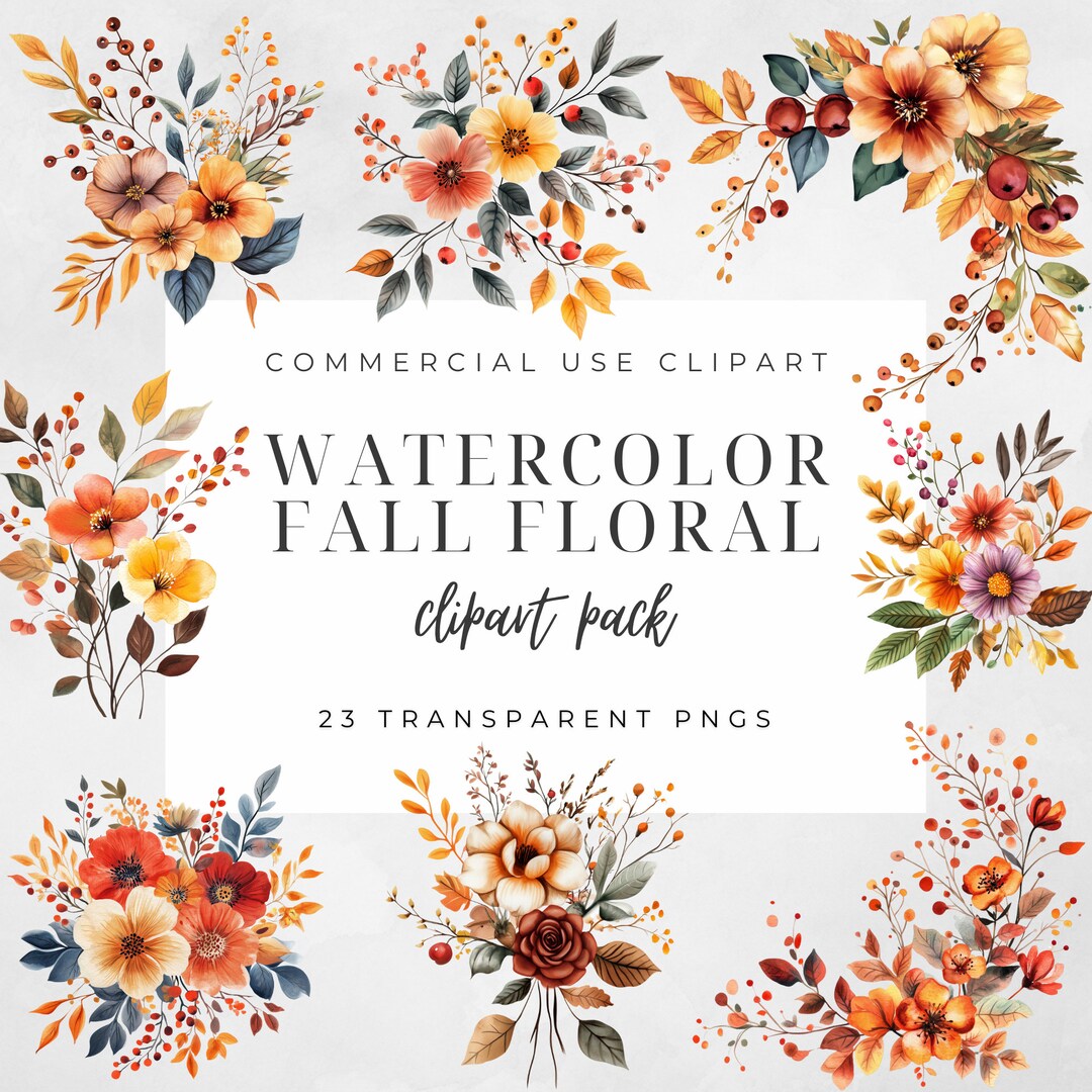 Watercolor Fall Floral Clipart | Flowers Clip Art | Spring Summer Fall ...