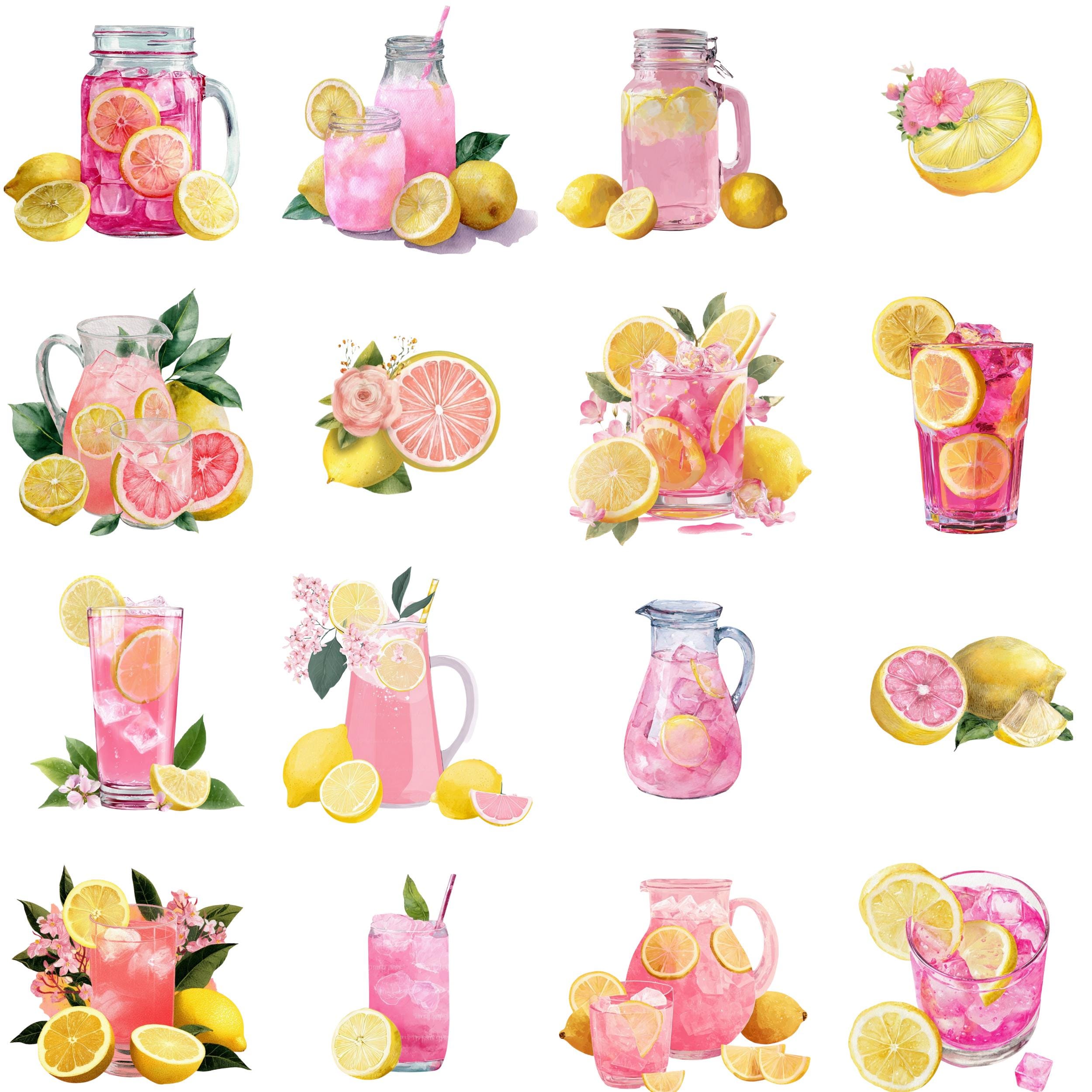 Pink Lemonade Clipart & Digital Paper Bundle – Summer Graphics ...