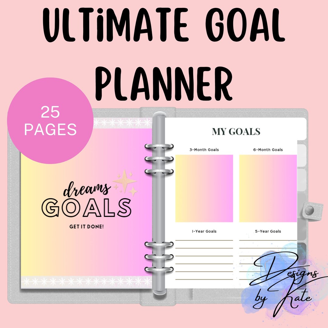 Pink & Yellow Goal Planner: 25 Page Workbook (digital Download) - Etsy