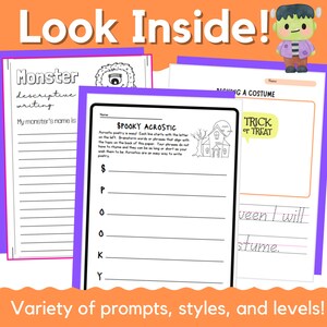 Halloween Writing Pack - Kinder-2nd - Writing Prompts, Vocabulary ...