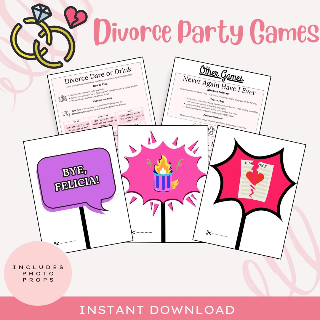 Divorce Party Games: Empowering Girls' Night Printable Set (PDF ...