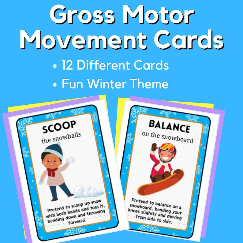 Winter Themed Gross Motor Movement Cards | Brain Breaks | Transition ...