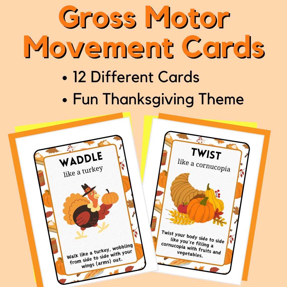 Thanksgiving Themed Gross Motor Movement Cards | Brain Breaks ...