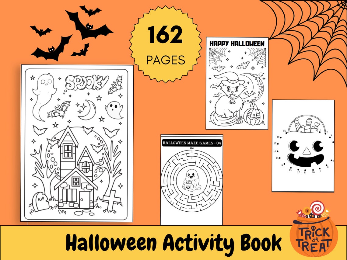 Halloween Coloring & Activity Pack Classroom Party Activities 162 Pages ...