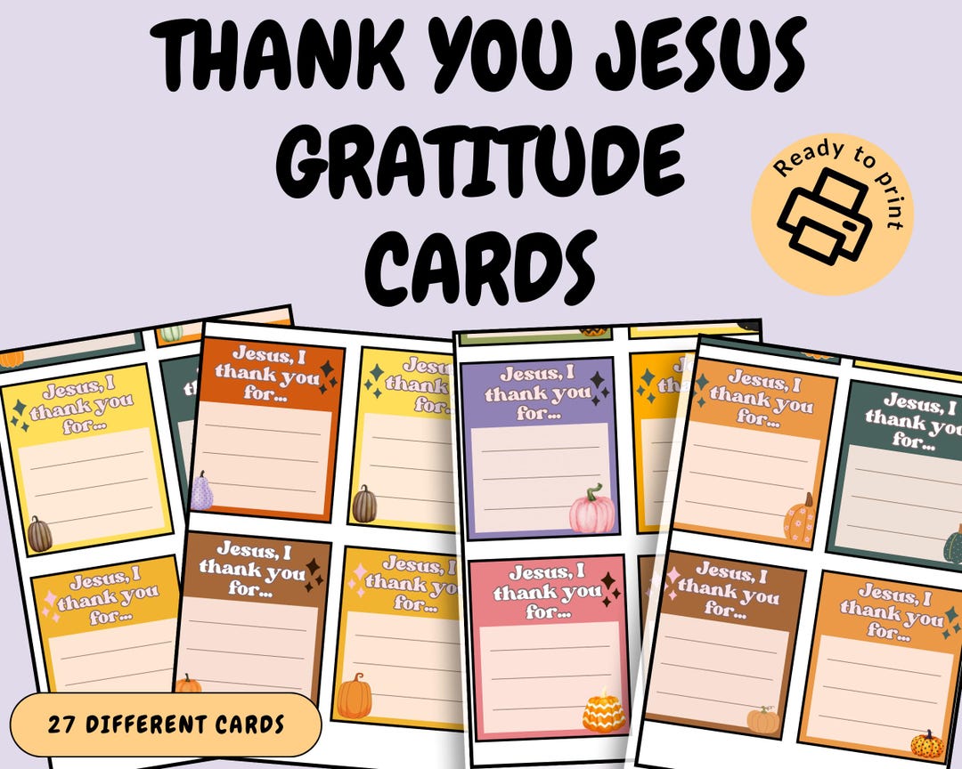 Christian Thanksgiving Gratitude Cards: Thank You Jesus (PDF) - Etsy