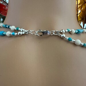Real Turquoise, White Howlite, Double Strand, Sterling Silver, Spring ...