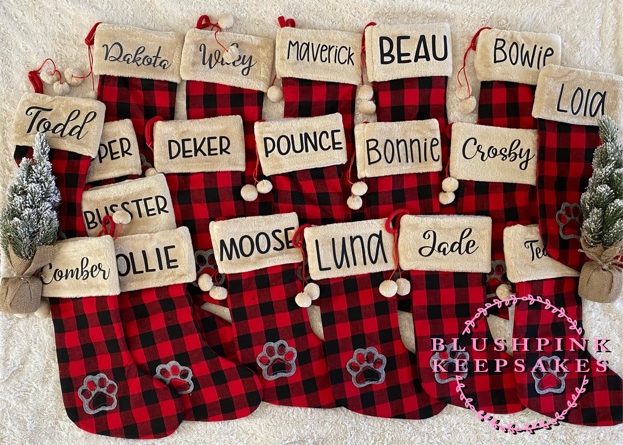 Buffalo Check Paw Print PERSONALIZED Dog or Cat Christmas - Etsy