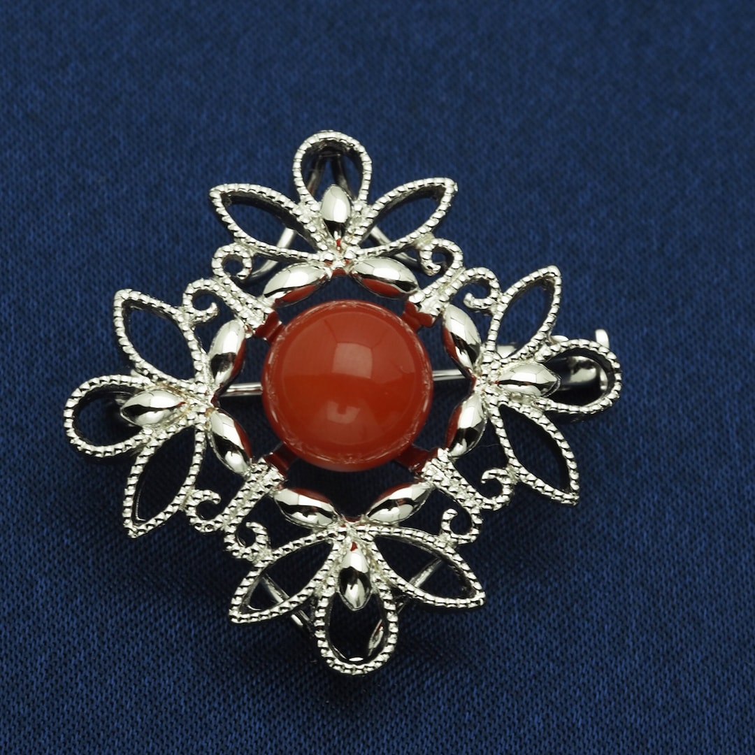 Sterling Silver Undyed Natural Japanese Red Coral Watermark Pendant ...