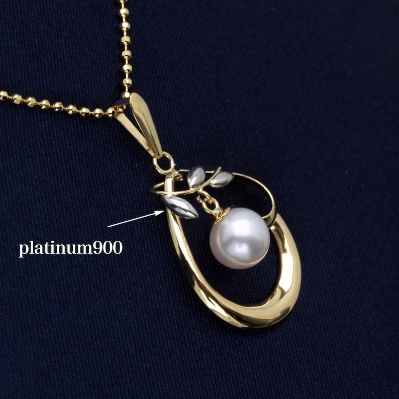 18K Solid Gold Akoya Pearl Botanical Pendant, Art Nouveau Style ...