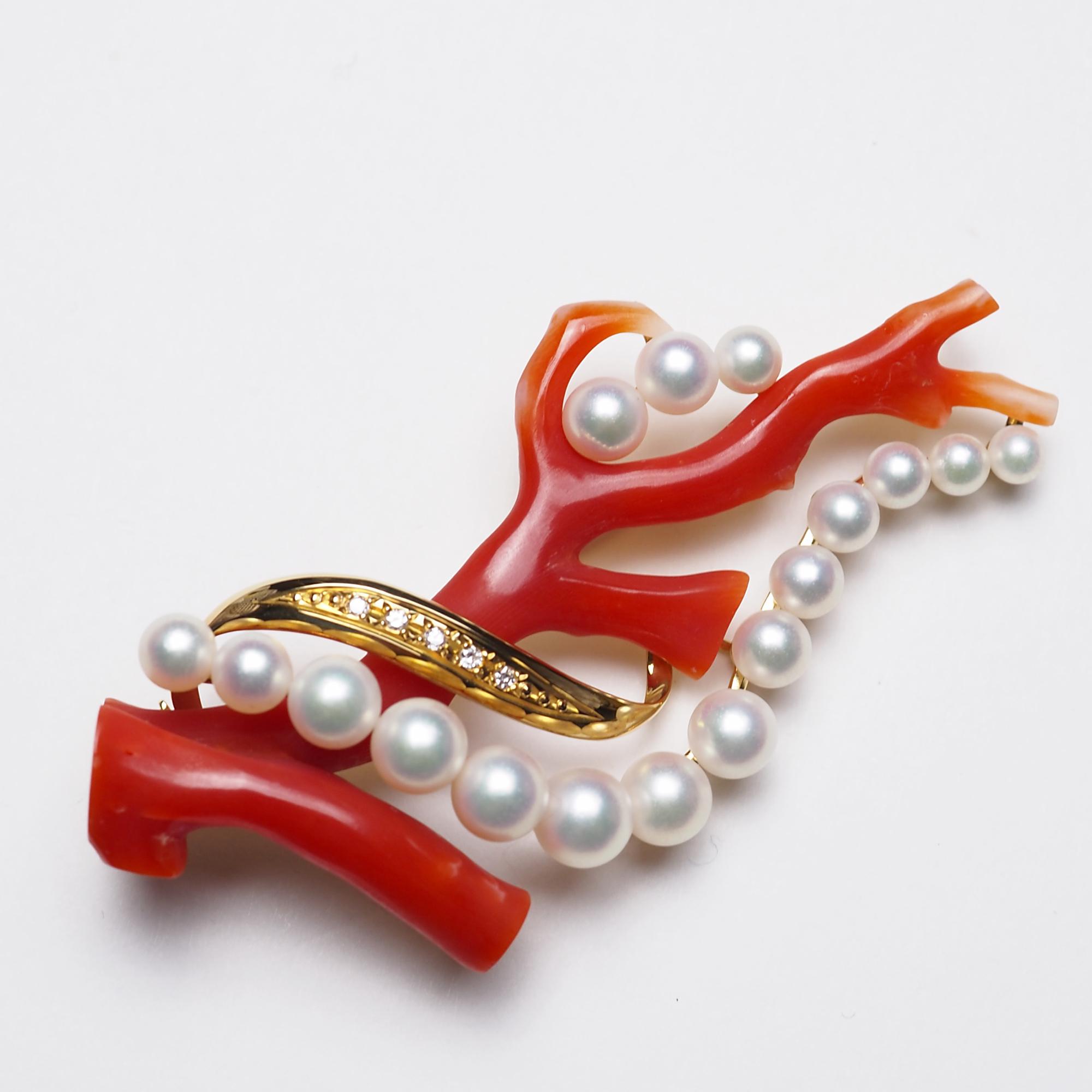 Japanese Coral Brooch - Etsy Japanese Coral Brooch - Etsy