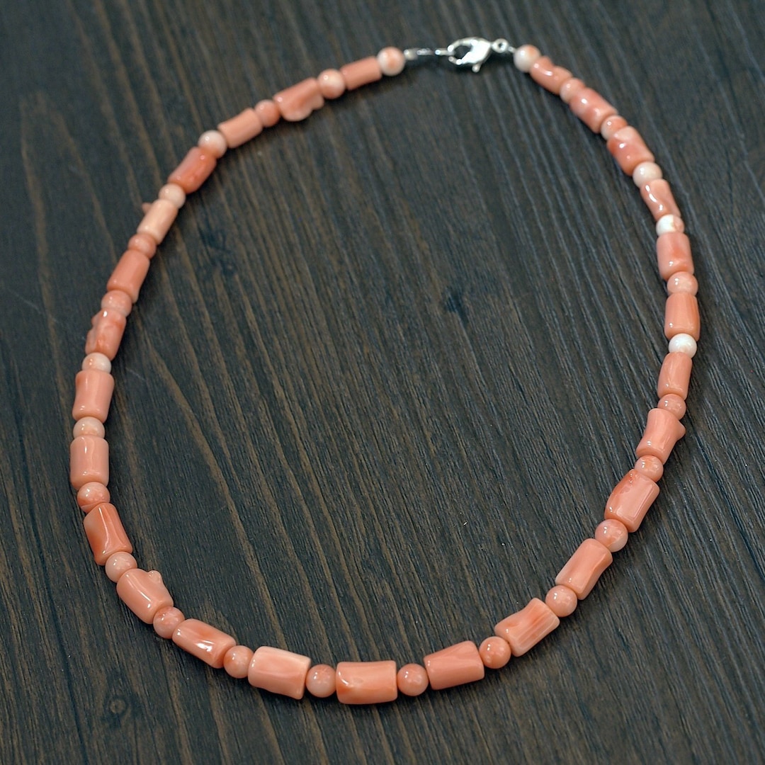 Undyed Natural Coral Necklace Simple and Statement Necklace, Genuine ...