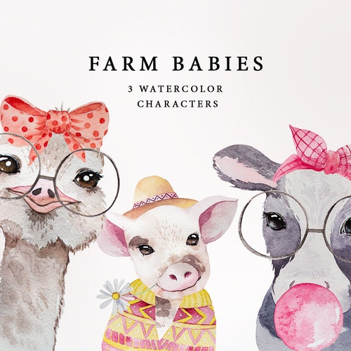 Farm Animal Faces Clipart Set Animal Faces Farmyard Farm | Etsy Australia