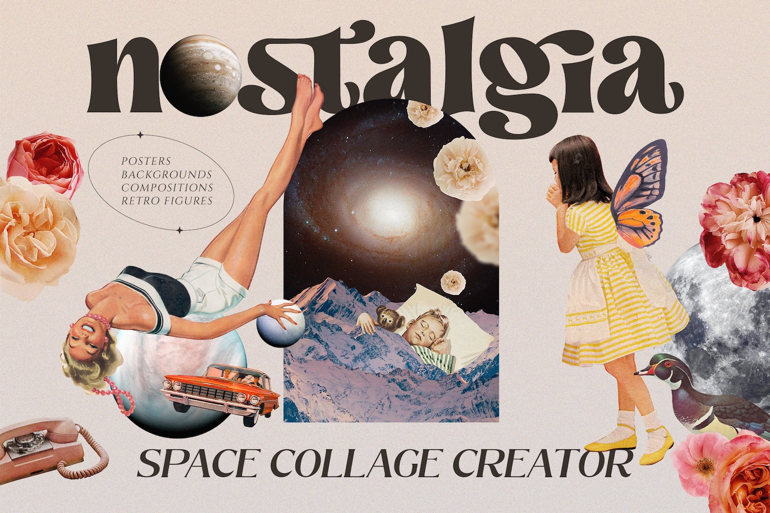 NOSTALGIA Space Collage Creator Retrofuturism Poster | Etsy