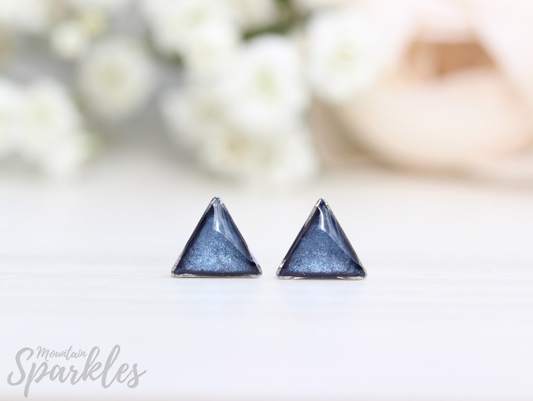 Men Earrings, Navy Studs, Dark Blue Studs, Mens Gift, Fathers Day Gift ...