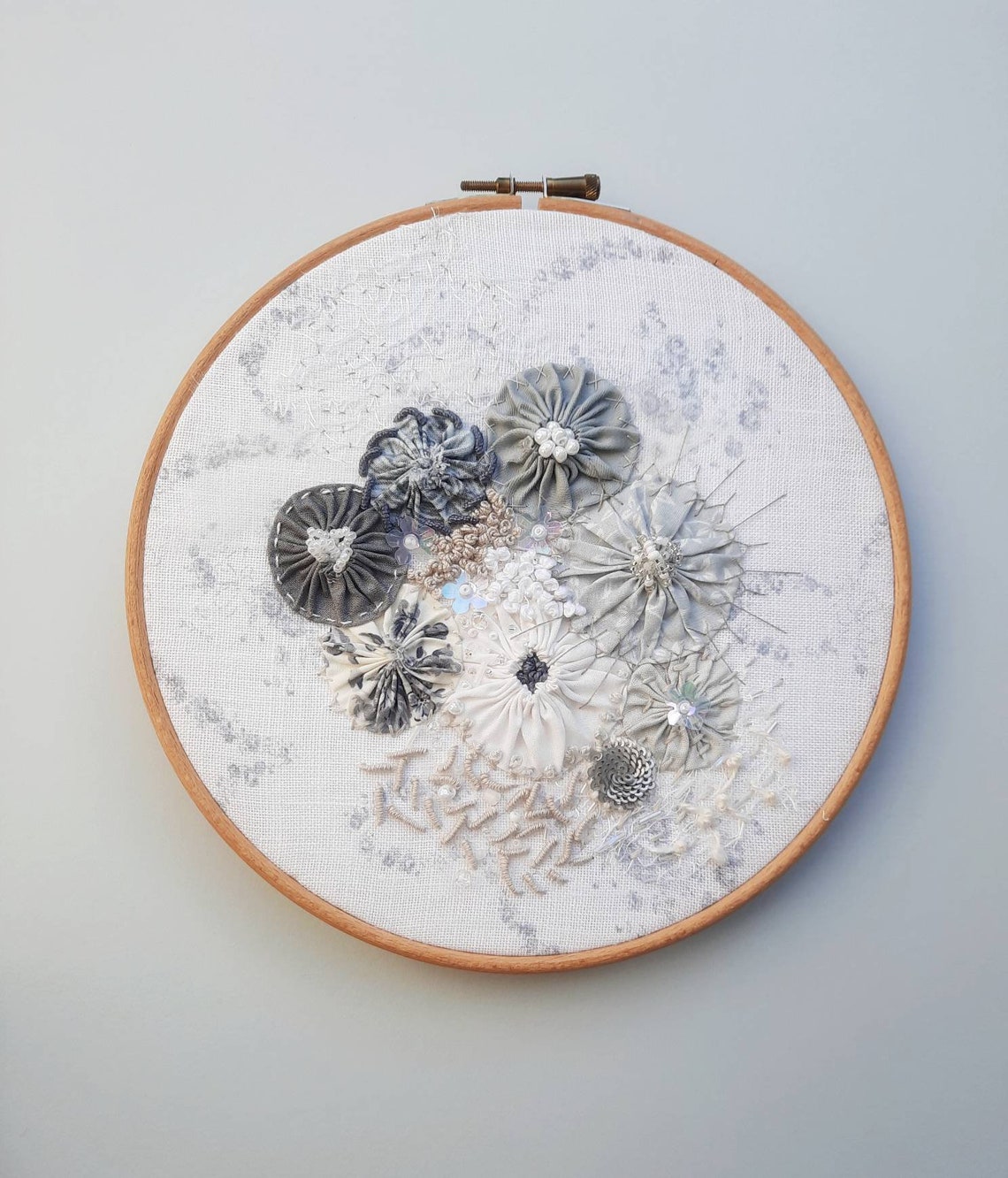 Grey Tones Suffolk Puff Slow Stitch Embroidery Kit - Etsy UK