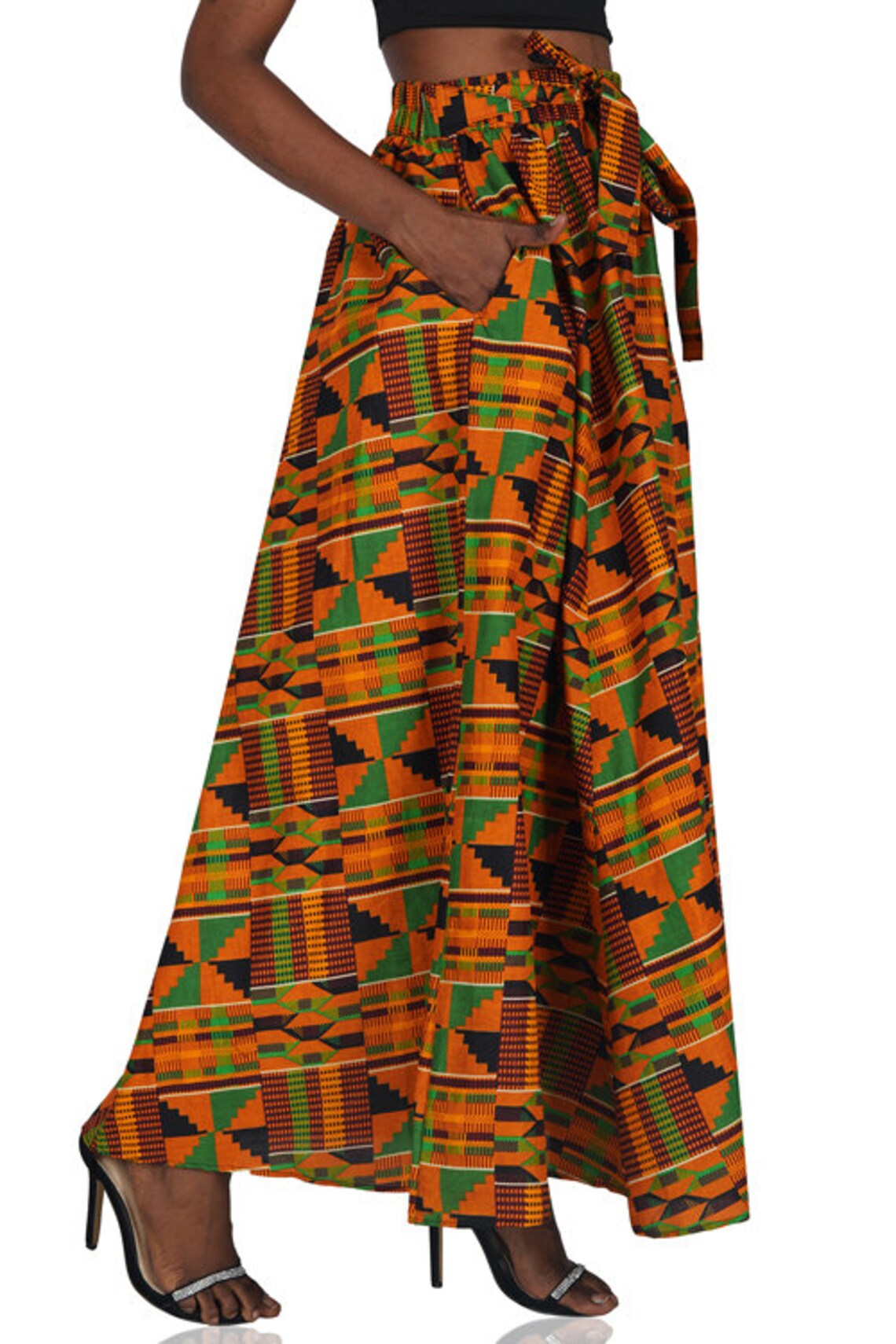 Traditional African Kente Wax Long Maxi Skirt With Head Wrap Etsy