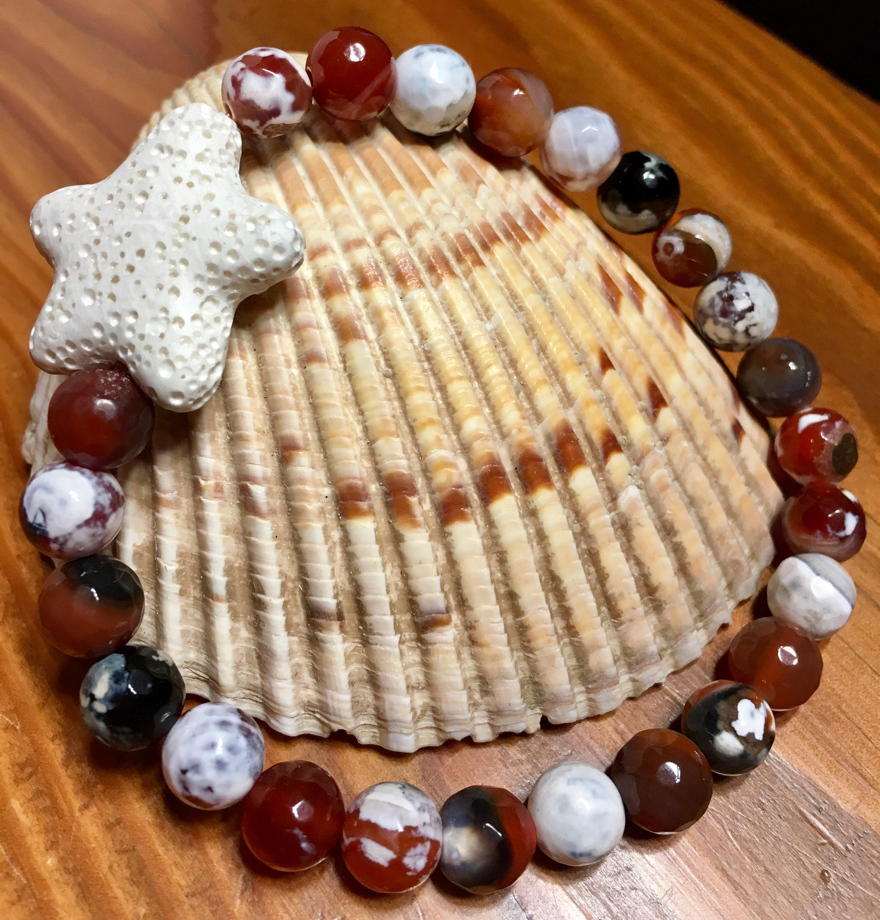 Aromatherapy Diffuser Bracelet Orange Fire Agate 8mm White - Etsy