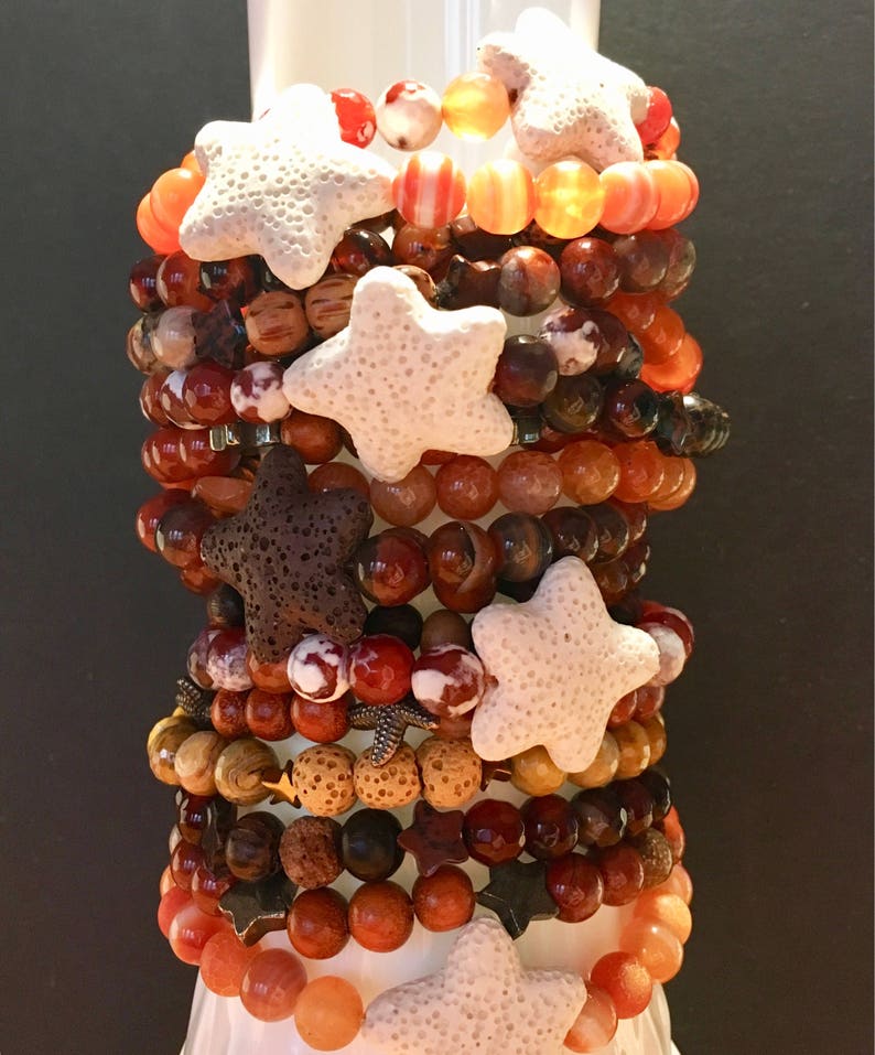 Aromatherapy Diffuser Bracelet Orange Fire Agate 8mm White - Etsy