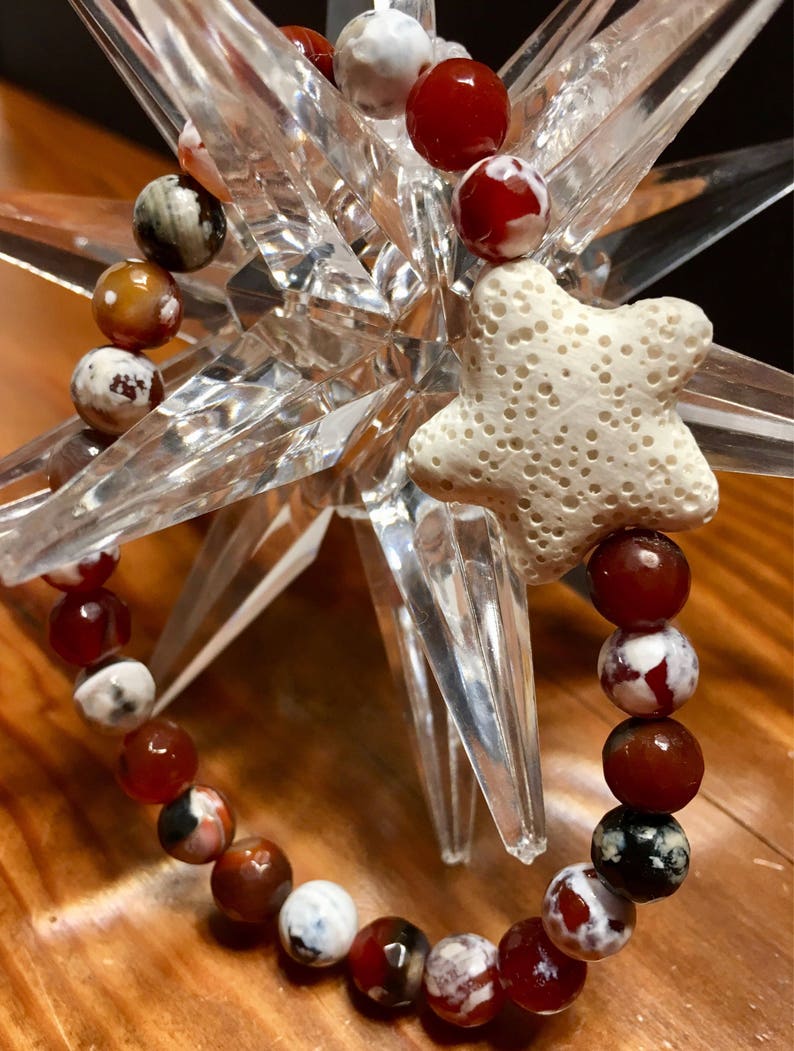 Aromatherapy Diffuser Bracelet Orange Fire Agate 8mm White - Etsy
