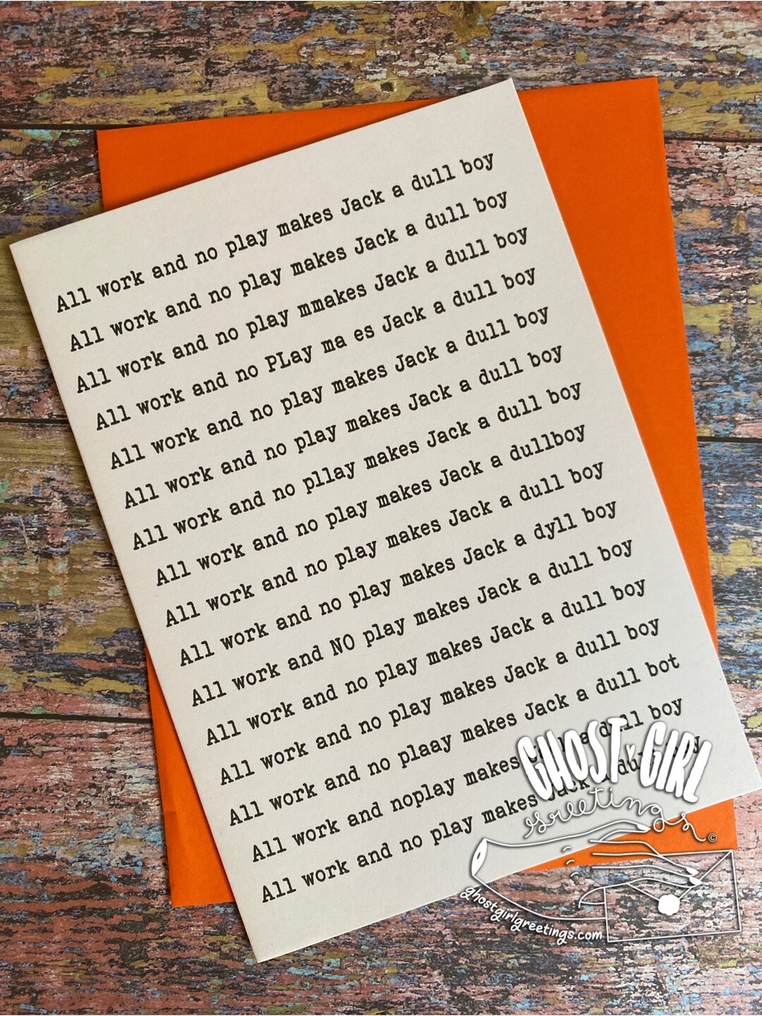Horror Movie Card, the Shining Card, Horror Fan Gifts, Horror Love Card ...