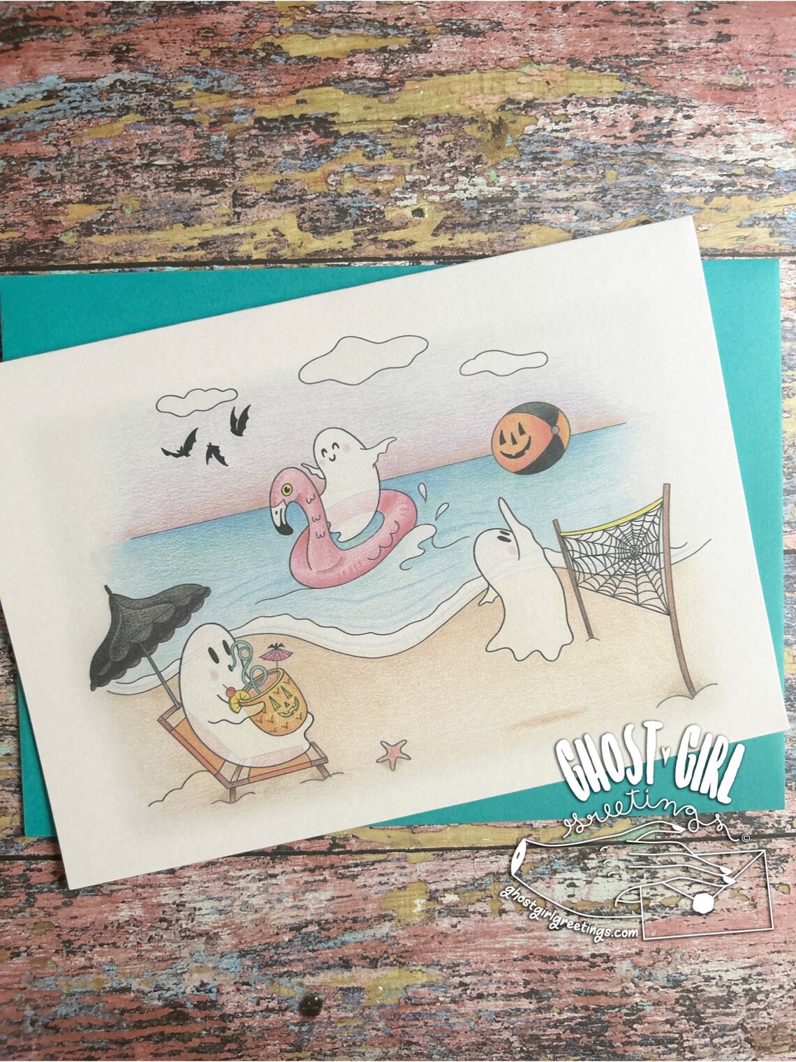 Summerween Greeting Card, Summer Ghosts Greeting Card, Spooky Ghost ...