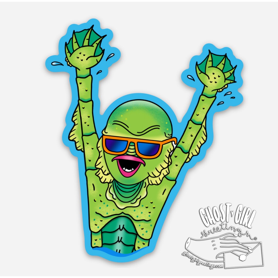 Vinyl Sticker: Monster Pool Party Creature, Creature, Summerween ...