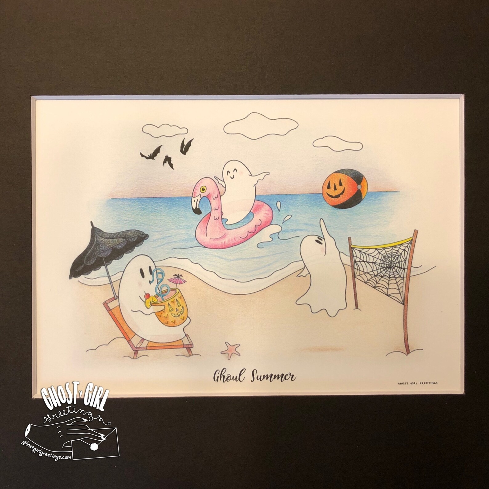 Ghoul Summer Ghost Art Print Summertime Ghost Spooky Art | Etsy