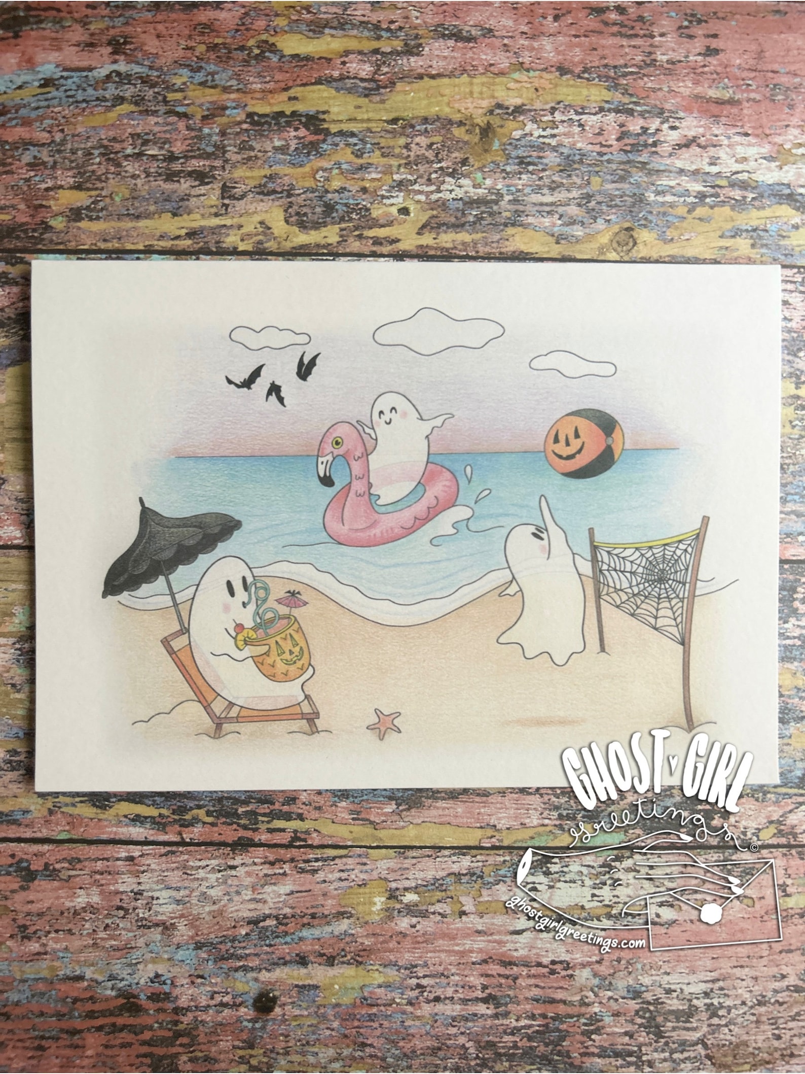 Summerween Greeting Card, Summer Ghosts Greeting Card, Spooky Ghost ...