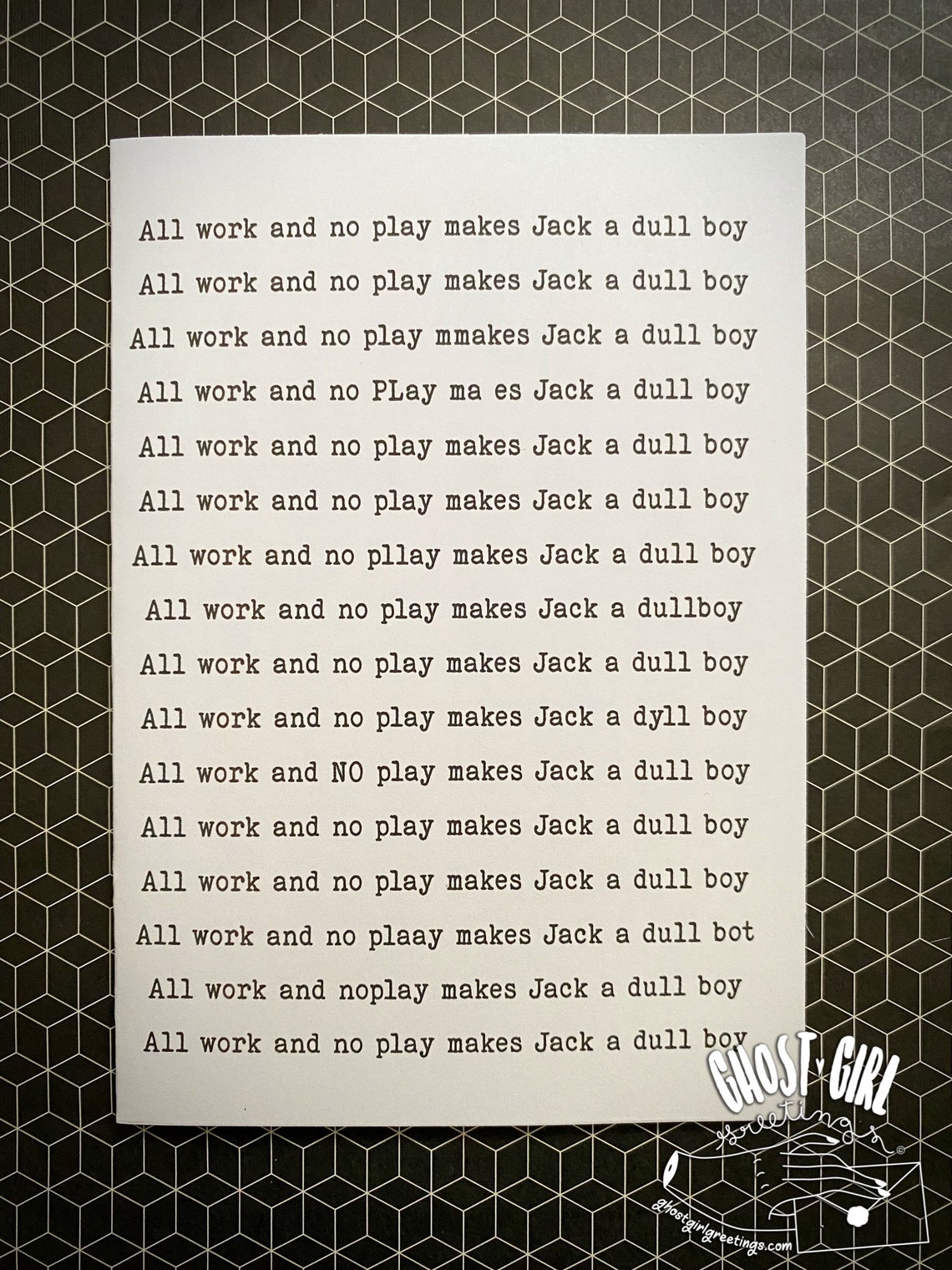 Horror Movie Card the Shining Card Horror Fan Gifts Horror - Etsy
