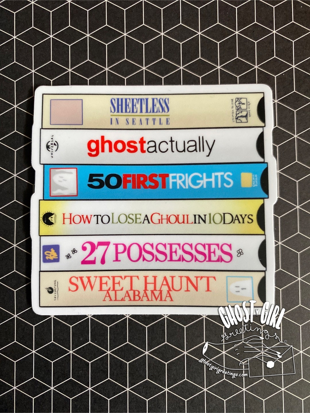 Funny Sticker, VHS Stack, Ghost Themed Movie Titles, Funny Valentine - Etsy