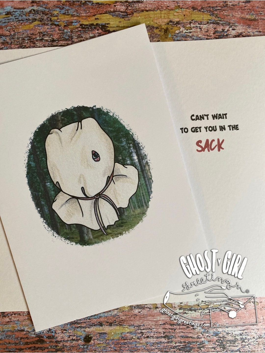 Get You in the Sack, Potato Sack Jason, Horror Greeting Card, Spooky ...