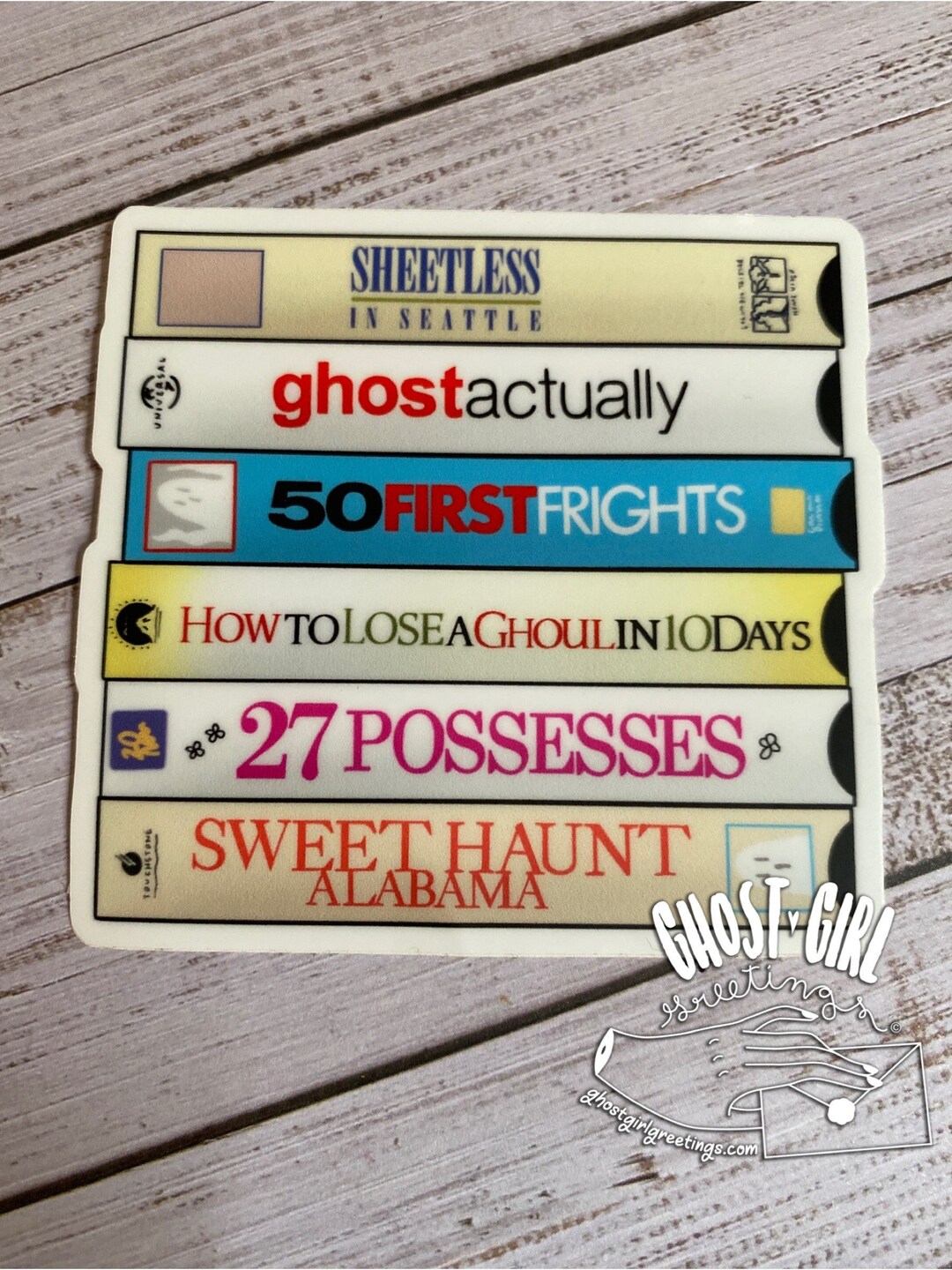 Funny Sticker, VHS Stack, Ghost Themed Movie Titles, Funny Valentine - Etsy