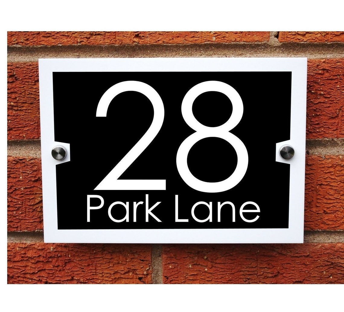 Premium Black or White Acrylic House Number Sign Plaque | Etsy UK