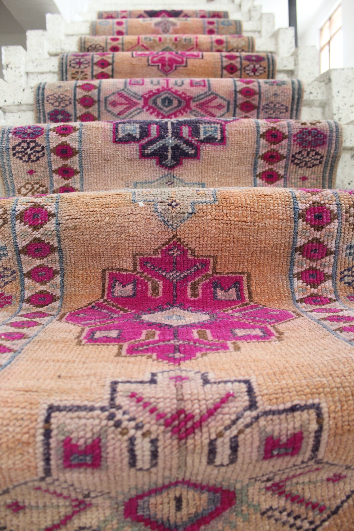 Turkish Runner Rug Vintage Handknotted Decorative Oushak Rug | Etsy