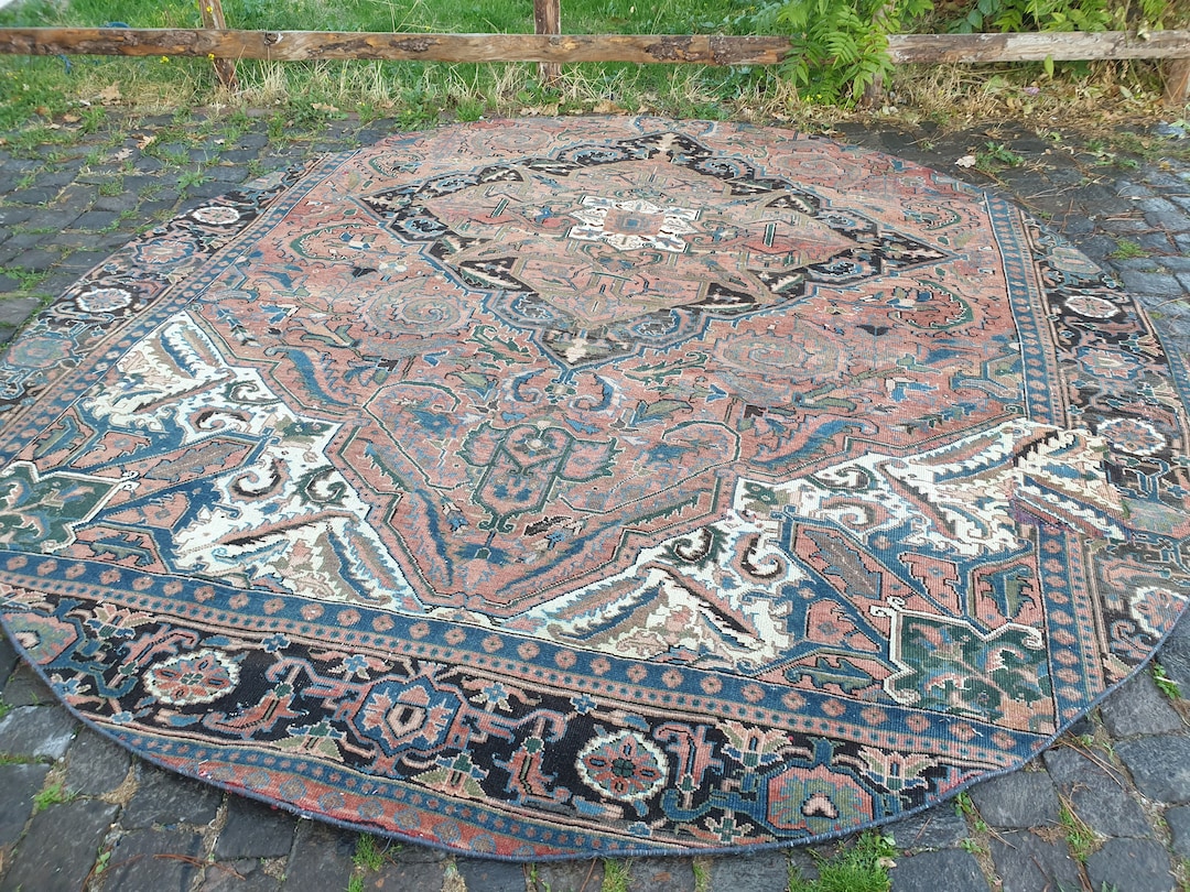 9 Feet Round Rug Area Rug Vintage Handmade Rug Circle Rug - Etsy