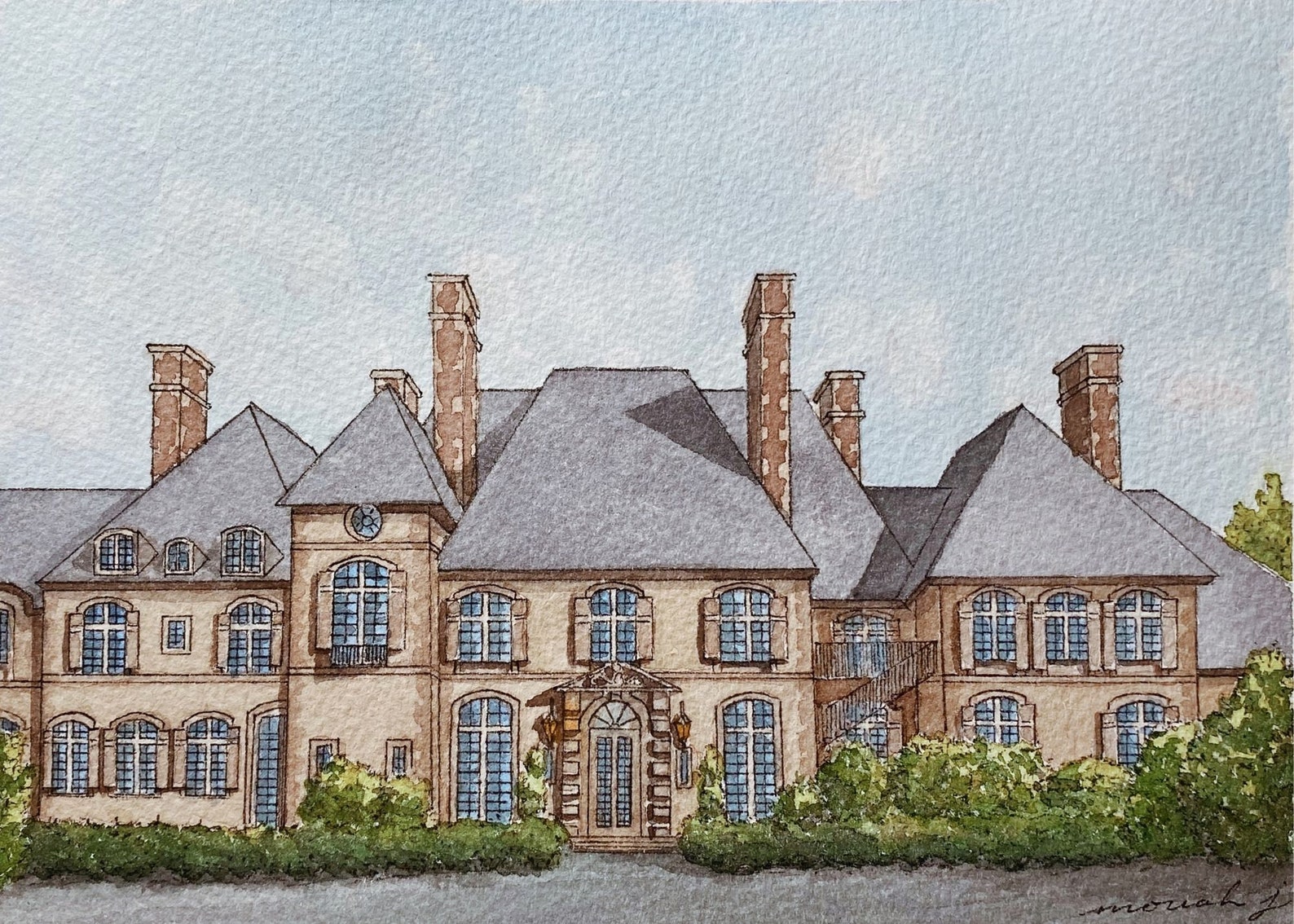 Glen Manor House Watercolor Wedding Invitation: Portsmouth, Rhode ...