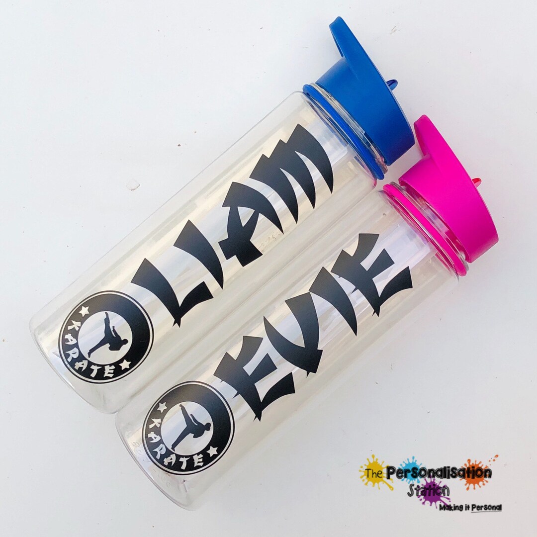 Personalised Any Name Karate Kids Flip Straw Water / Drinks Bottle ...