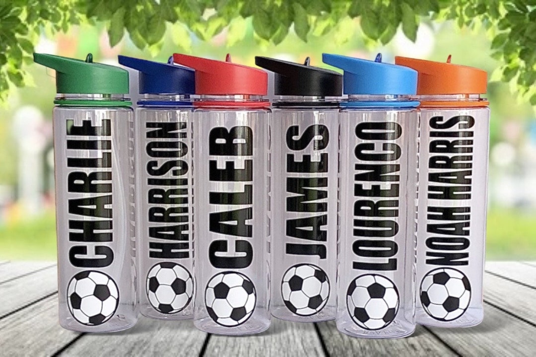 PERSONALISED FOOTBALL BOTTLE - Any Name - Football Kids Flip Straw ...