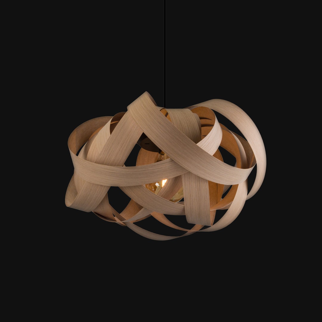 Oak Wood Ceiling Lamp / Ceiling Light / Hanging Lamp / Abstract Shade ...