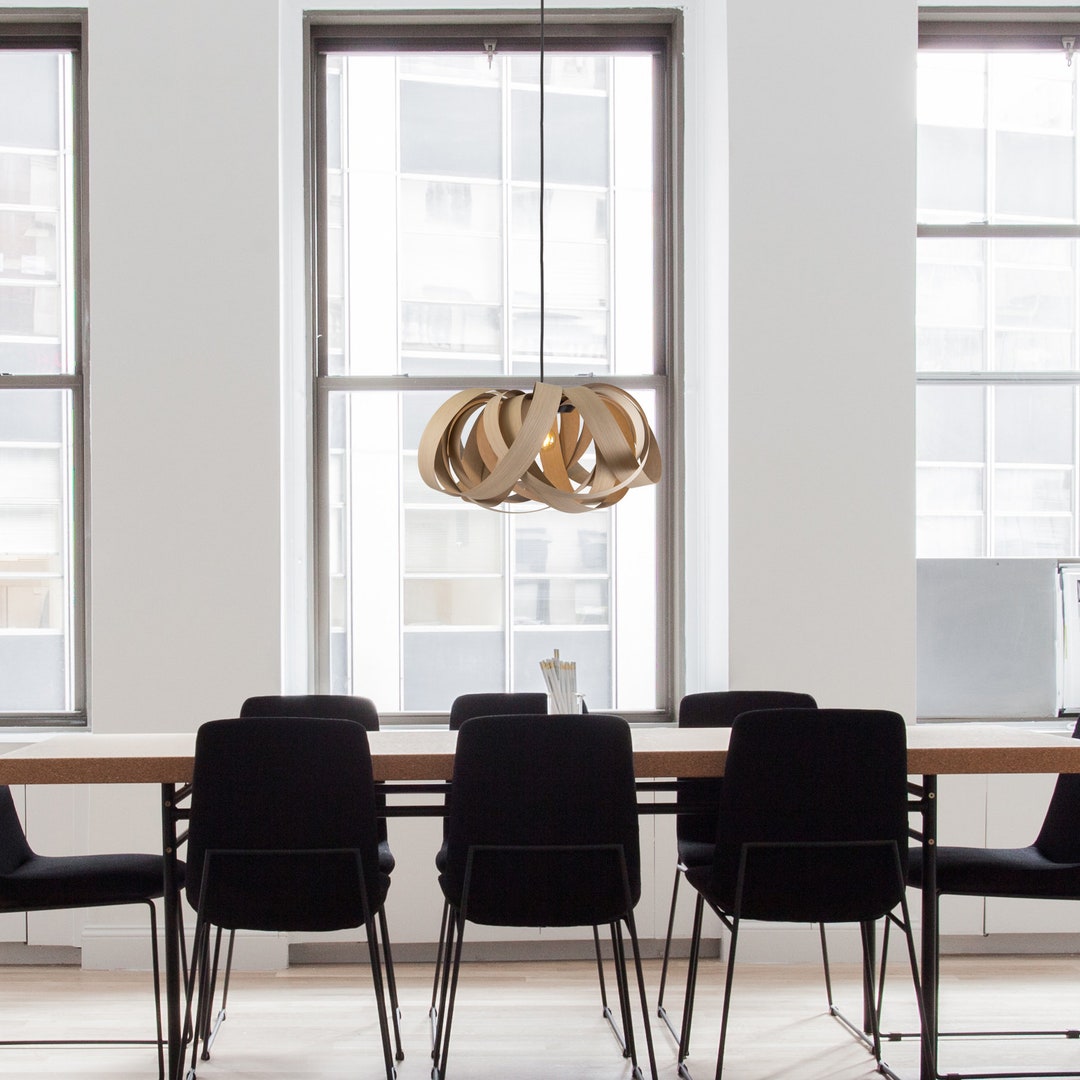 Abstract Oak Wood Pendant Light – Sculptural Modular Ceiling Lamp ...