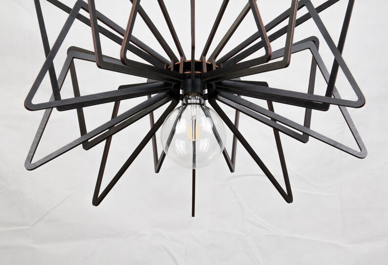 Large Geometric Ceiling Light Pendant Light Wood Ceiling - Etsy