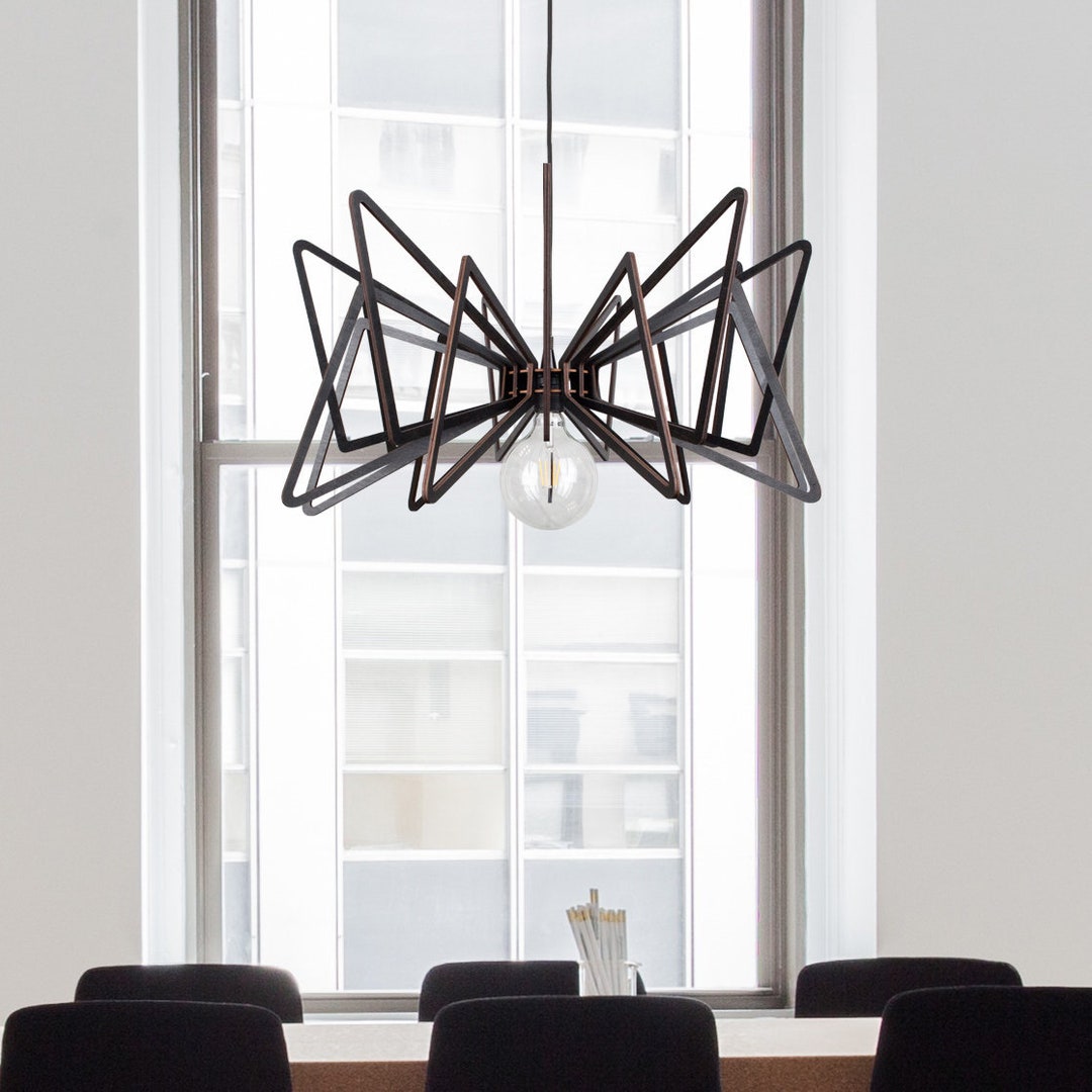 Large Geometric Ceiling Light, Pendant Light, Wood Ceiling Lamp ...