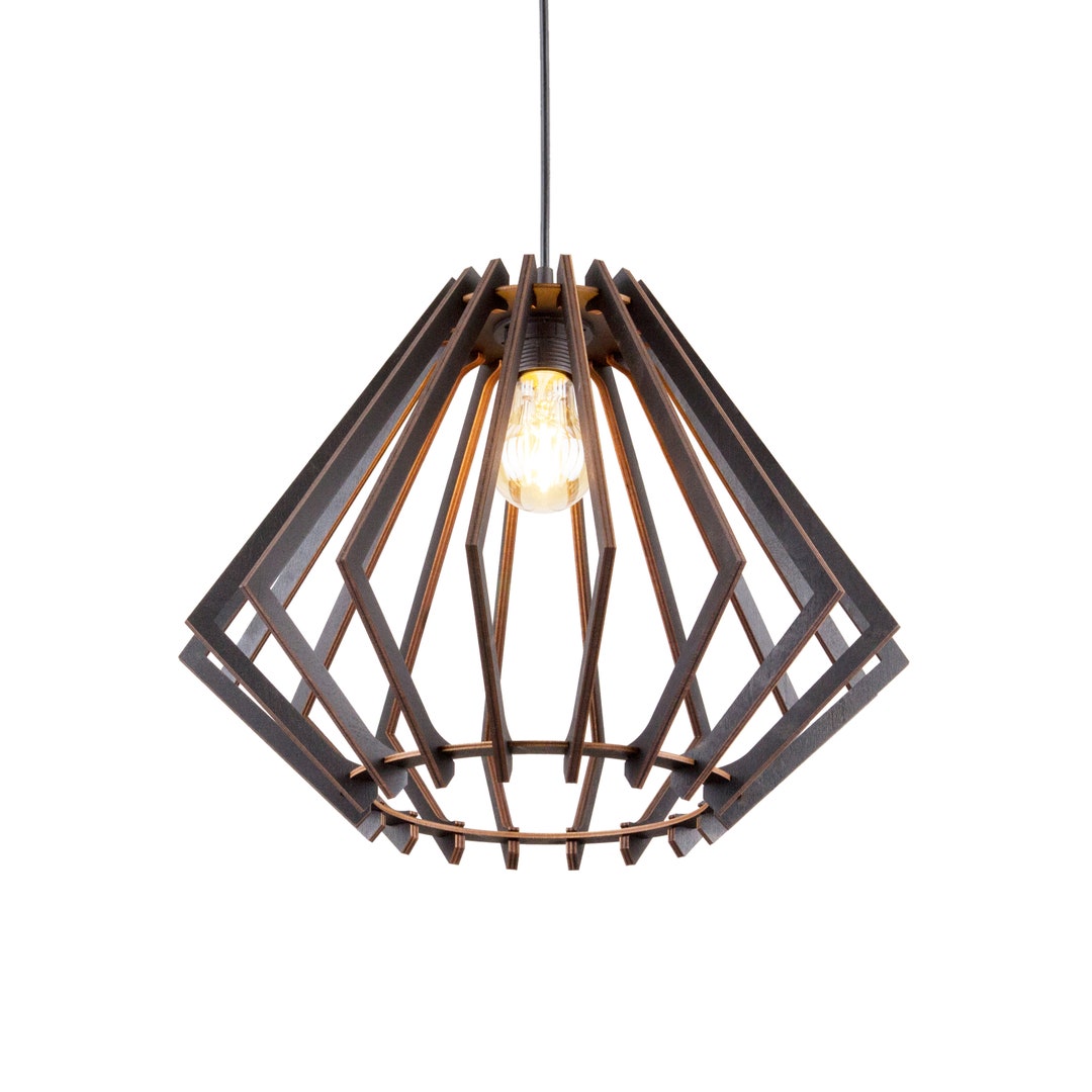 Geometric Wood Ceiling Light: Scandinavian Style Hanging Lamp - Etsy