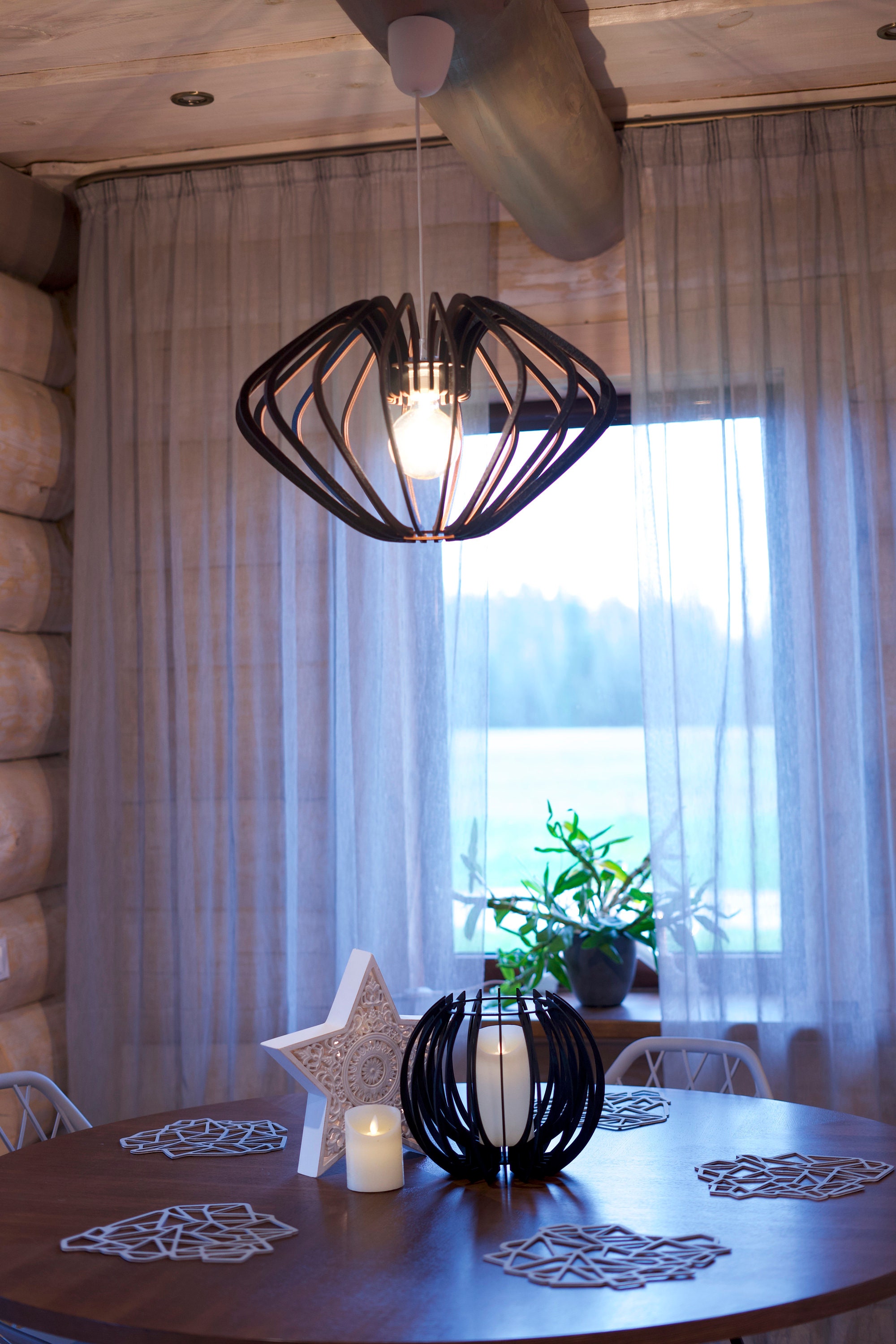 Large Abstract Light / Lamp Shade / Wooden Light / Light | Etsy